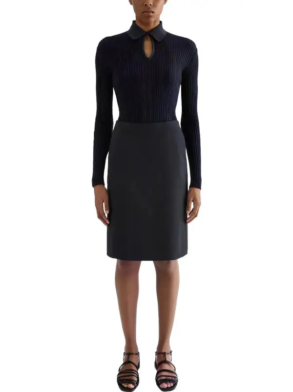 JIL SANDER Ribbed-knit Polo Top - Blue