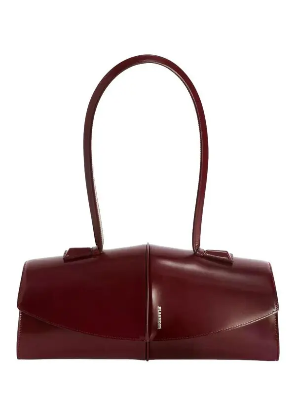 JIL SANDER Linea Piped Leather Shoulder Bag - Red