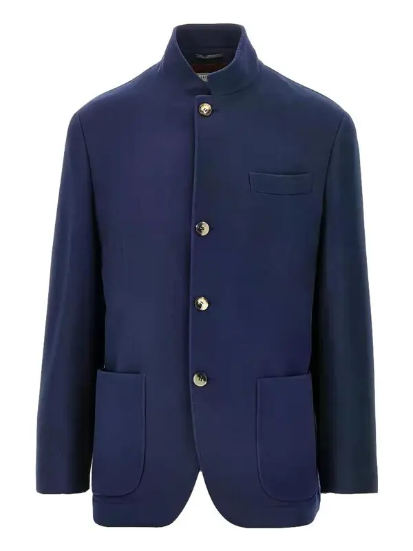 Brunello Cucinelli Mandarin-collar Jacket - Blue
