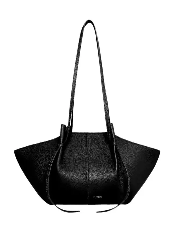 Yuzefi Pebble-grained Pleated Shoulder Bag - Black