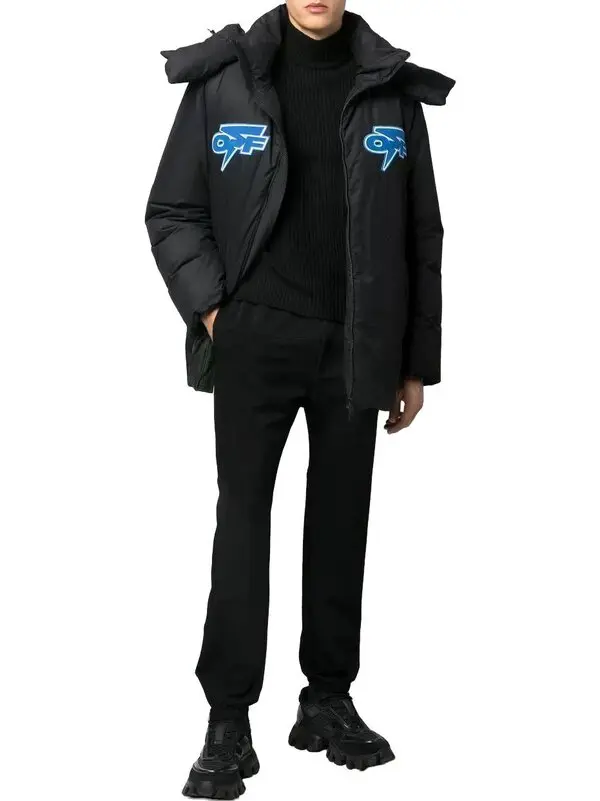 Off-White Logo Patch Padded Short Jacket - Black