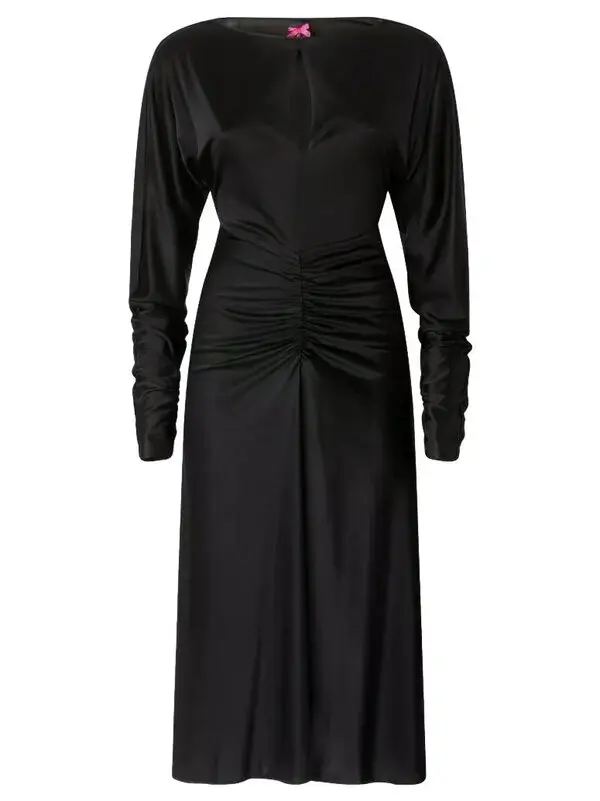 Pinko Ruched Long-sleeve Dress - Black