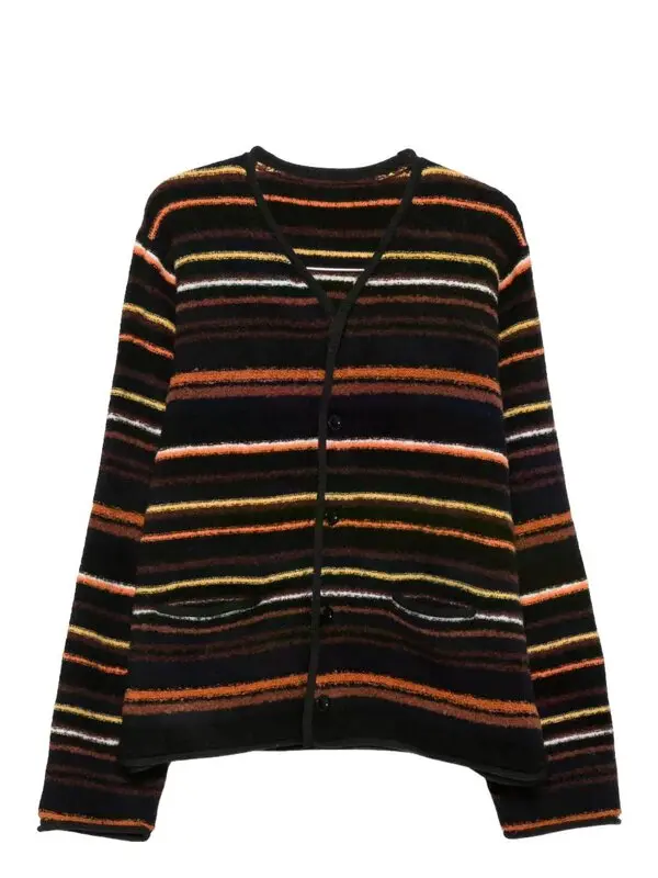 Sacai Striped Button-up Cardigan - Black