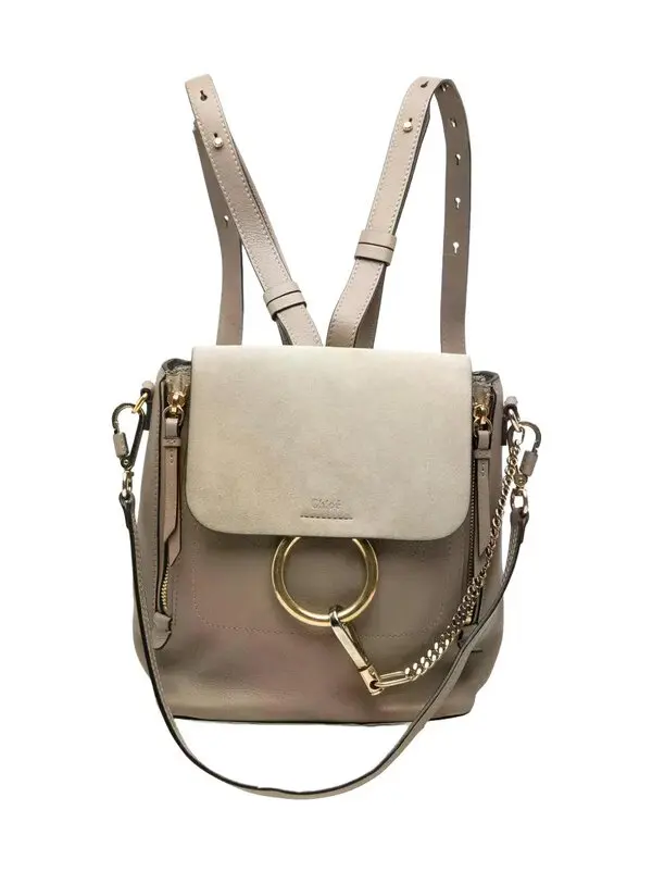 Chloé Faye Backpack In Calfskin And Suede - Brown