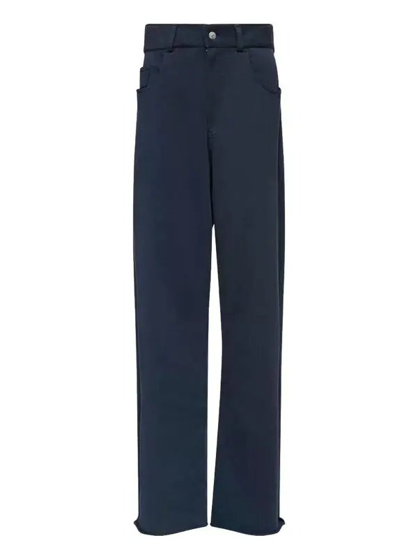 MAISON MARGIELA Navy Cotton Wide Leg Raw-cut Hem Pants - Blue