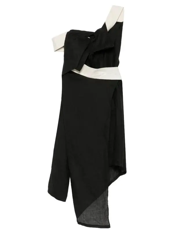 Yohji Yamamoto Color-block Asymmetric Dress - Black