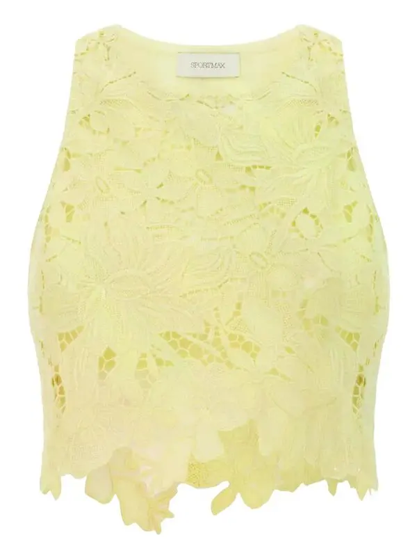 Sportmax Macramé Cropped Top - Yellow