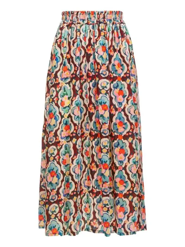 La DoubleJ Silk Velvet Sablé A-line Skirt - Brown