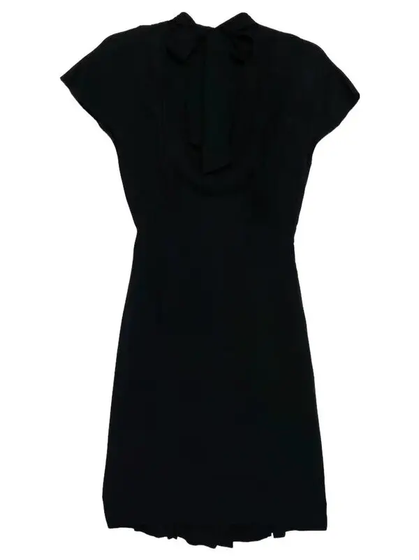 Dior Tie-neck Short-sleeve Dress - Black