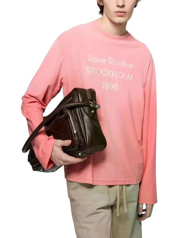 Acne Studios Spray Effect Logo Long Sleeve T-shirt - Pink