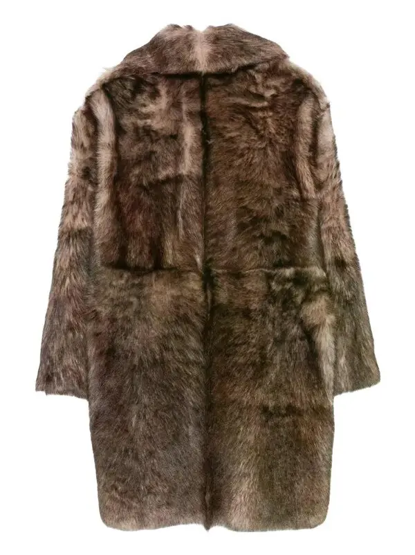 MANZONI 24 Shearling Notch-lapels Coat - Brown