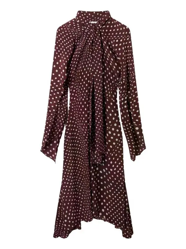 Stella McCartney Polka Dot Tie-neck Asymmetric Dress - Red