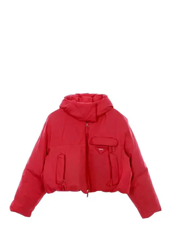 Prada Cropped Down Jacket With Hood - Red
