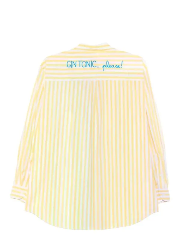 MC2 SAINT BARTH Striped Shirt With Embroidered Slogan - Yellow