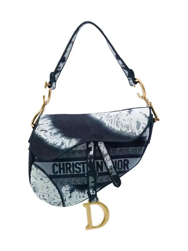 Dior Canvas Embroidered Tie Dye Saddle Bag Shoulder Bag - Blue