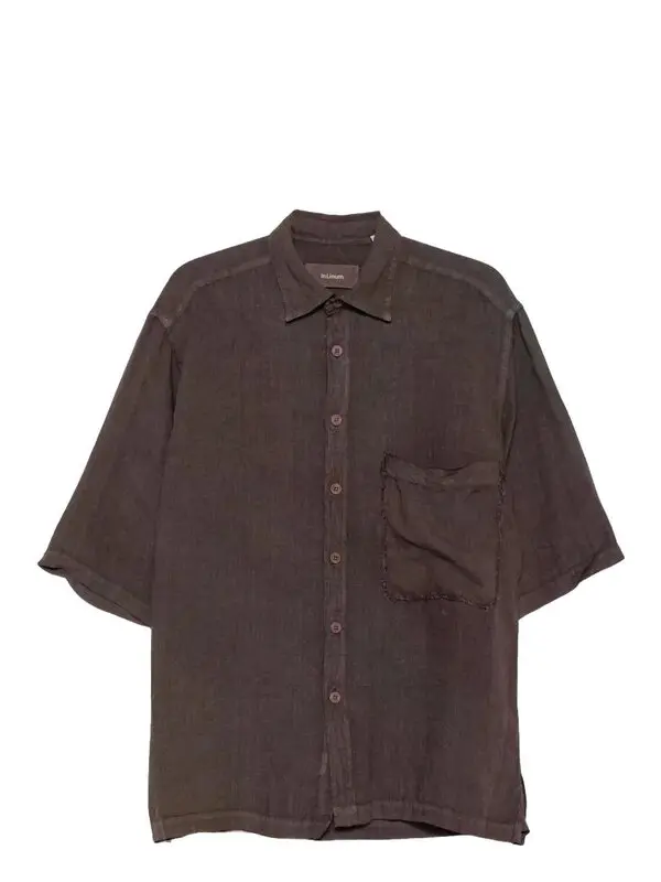INLINUM Patch-pocket Short-sleeve Shirt - Brown
