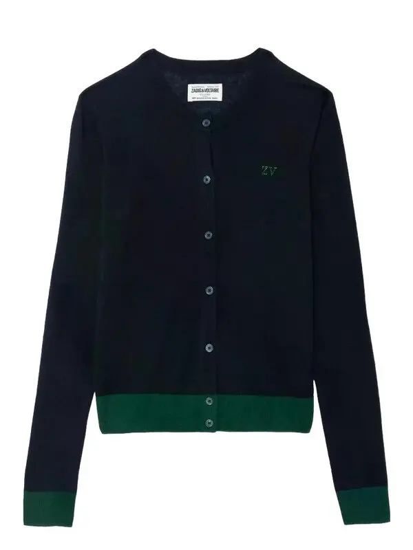 Zadig&Voltaire Missya Logo-embroidered Cashmere Cardigan - Blue
