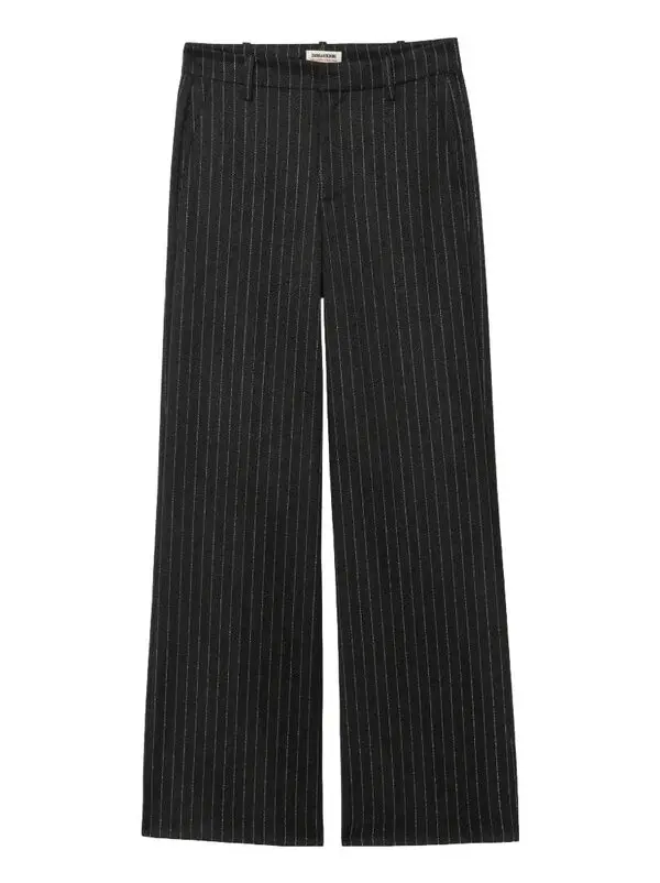 Zadig&Voltaire Charcoal Gray Pinstripe Trousers - Black
