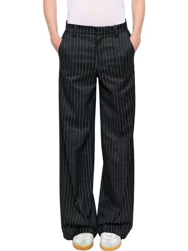 Zadig&Voltaire Charcoal Gray Pinstripe Trousers - Black