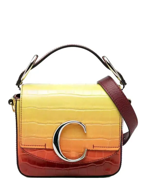 Chloé 2019 Mini Croc Embossed Calfskin C Satchel - Red