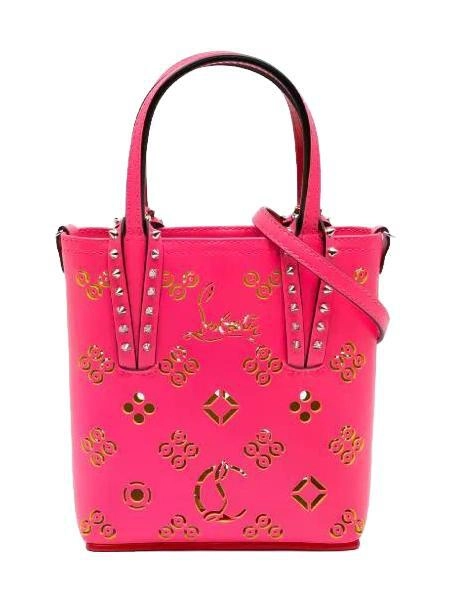 CHRISTIAN LOUBOUTIN Mini Perforated Calfskin Satchel - Pink