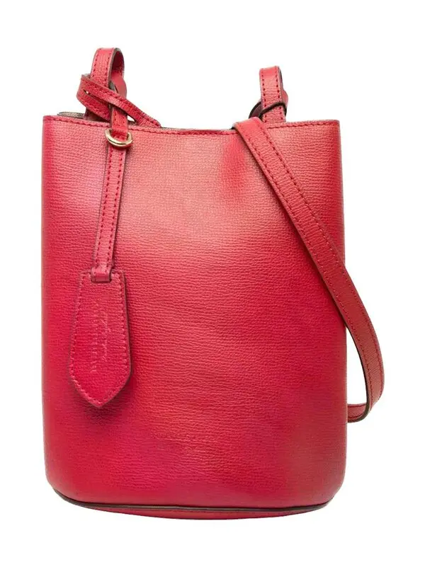 Burberry Grained Calfskin Lorne Bucket Bag - Red