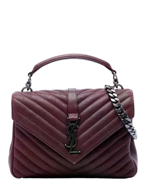 Saint Laurent Monogram College Satchel In Quilted Sheepskin - Red