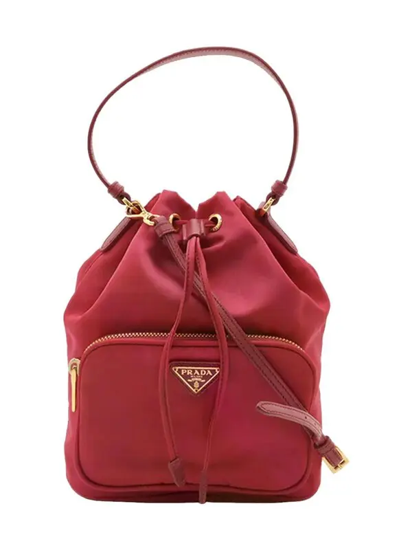 Prada Re Nylon Duet Bucket Bag - Red