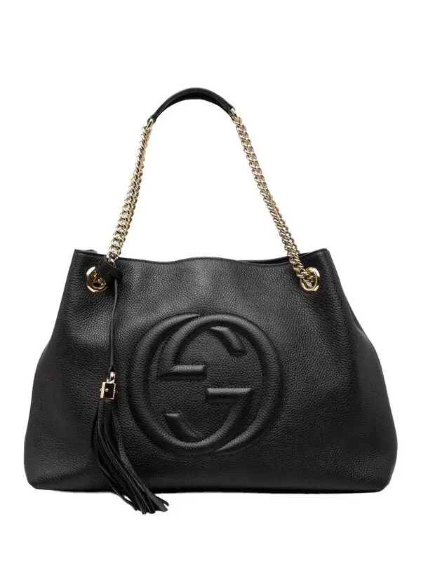 Gucci Calfskin Soho Chain Tote Bag - Black
