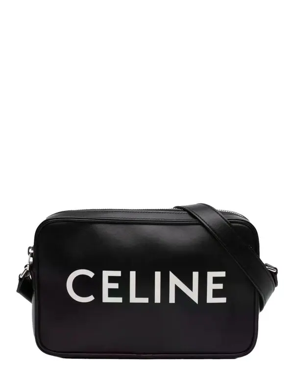 Celine Smooth Calfskin Logo Messenger Bag - Black