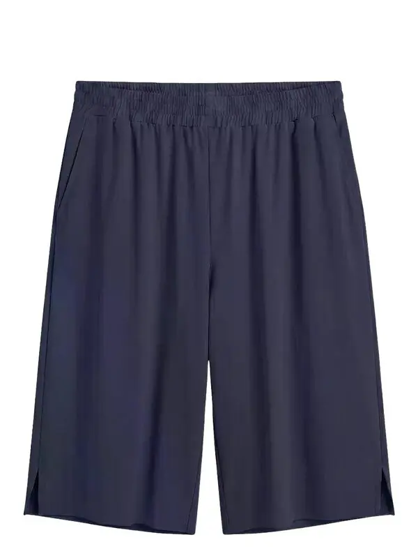 OFLAB 24002 Elasticated-waistband Side-slit Shorts - Blue