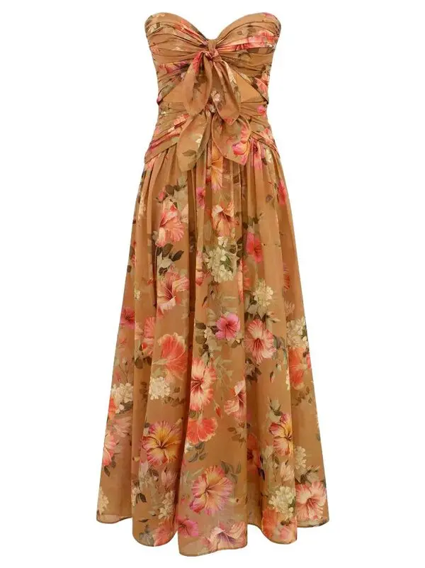 Zimmermann Mahon Floral Print Midi Dress - Brown
