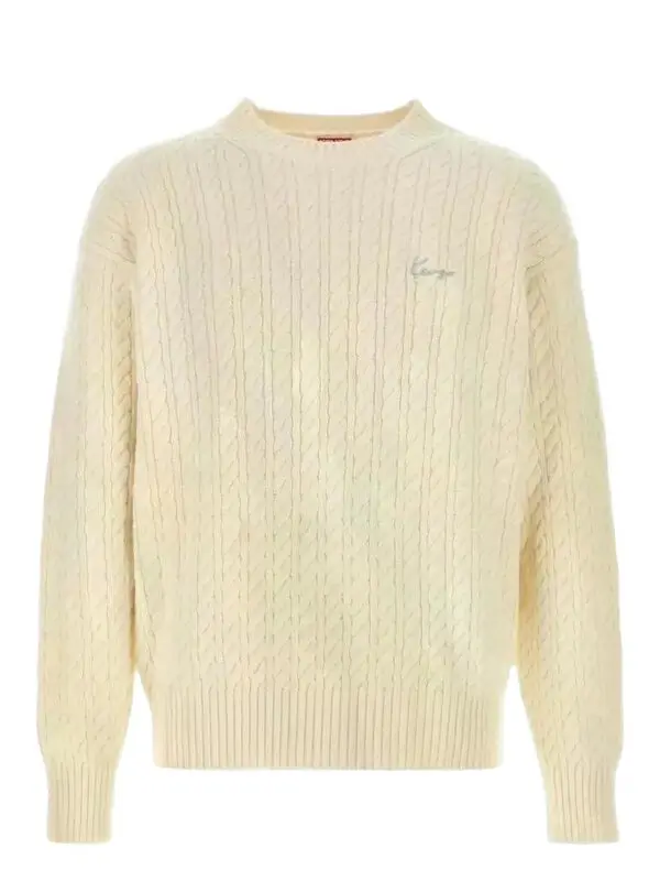 Kenzo Cable Knit Crew Neck Sweater - Neutrals