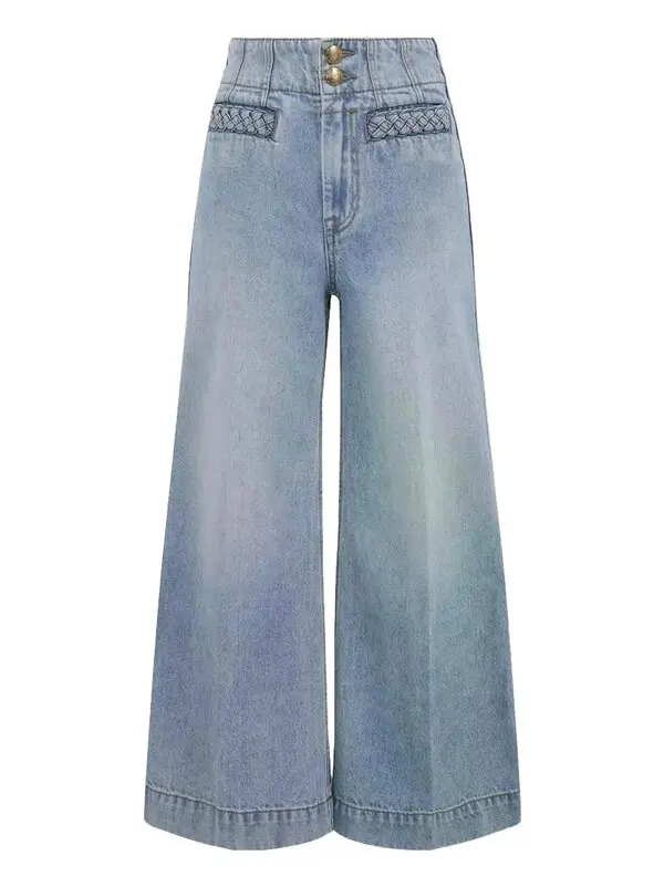 Zimmermann Indra Braided-trim Wide-leg Jeans - Blue