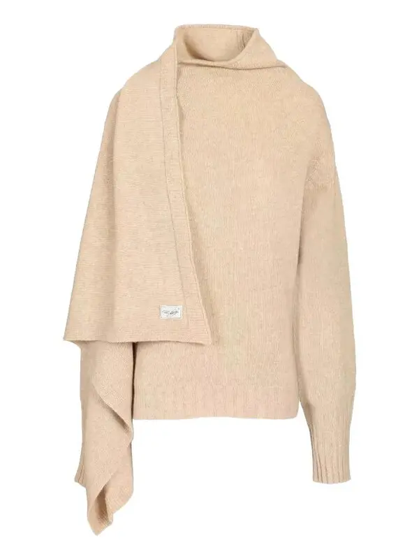 Attico Draped-detailing High-neck Sweater - Neutrals