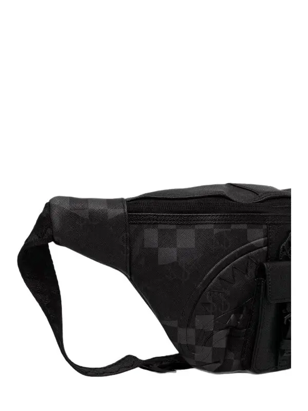 SPRAYGROUND Check Print Shark Mouth Belt Bag - Black