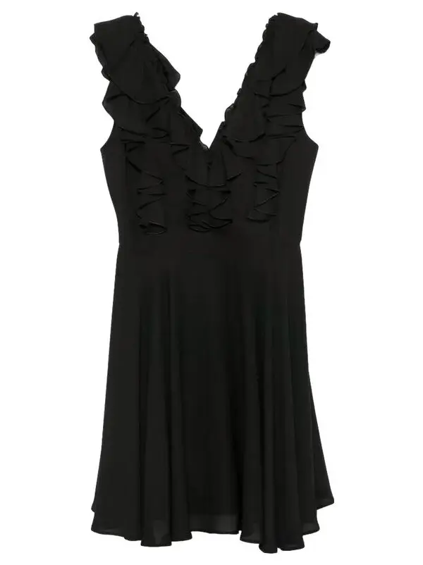 HANITA Ruffled V-neck Dress - Black