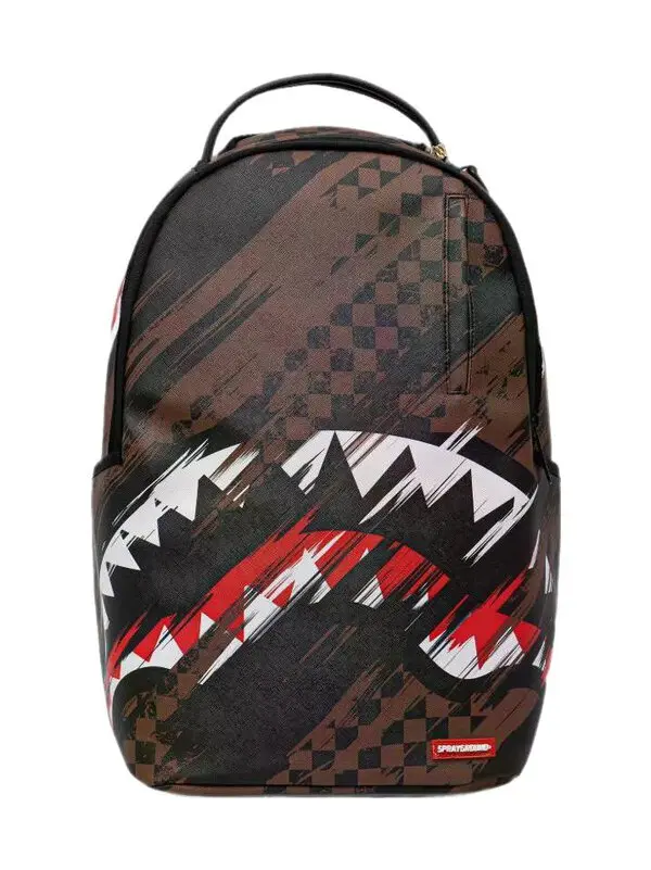 SPRAYGROUND Shark Print Checkered Backpack - Brown
