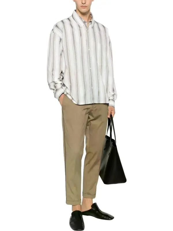 LOW BRAND Piped-trim Turn-up Trousers - Neutrals