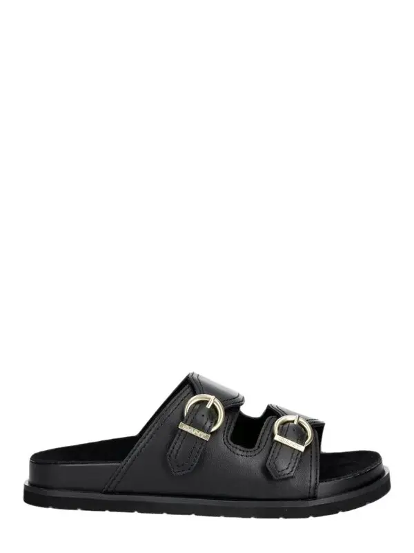Gant Buckle Detail Leather Slides - Black