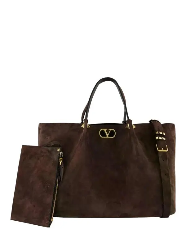 Valentino Garavani Large Suede Shopping Bag - Brown