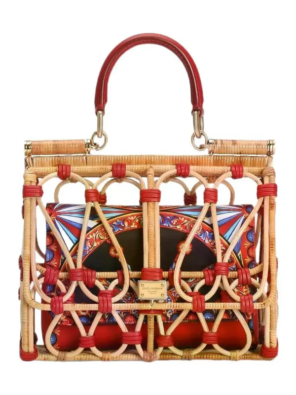 Dolce & Gabbana Sicily Handbag With Embroidery - Neutrals