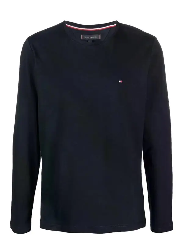 Tommy Hilfiger Logo-embroidered Long-sleeve T-shirt - Blue