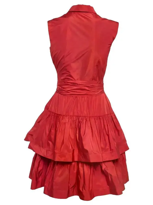 Carolina Herrera Sleeveless Belted Tiered Mini Dress - Red