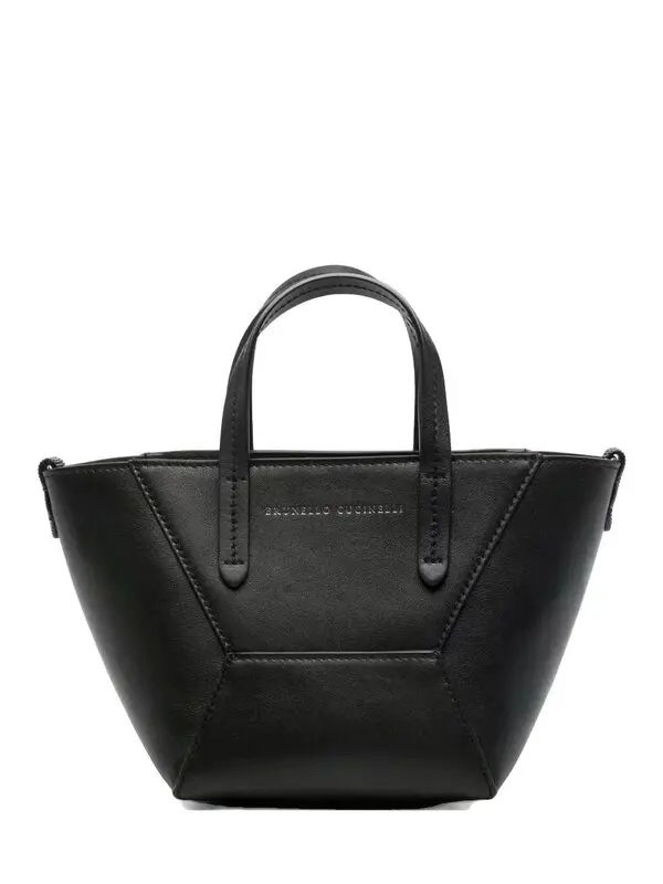 Brunello Cucinelli Paneled Logo Tote Bag - Black