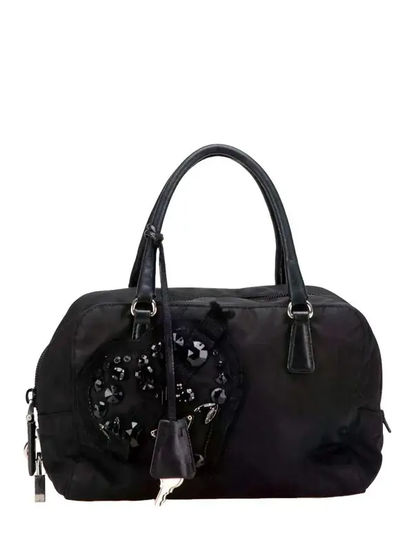 Prada Tencel Evening Heart Handbag - Black