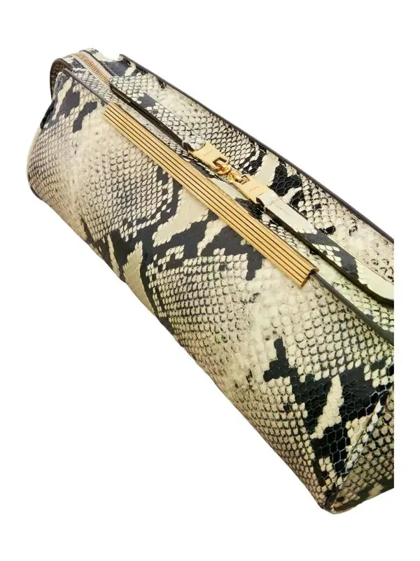 Khaite Snake-effect Leather Clutch Bag - Neutrals