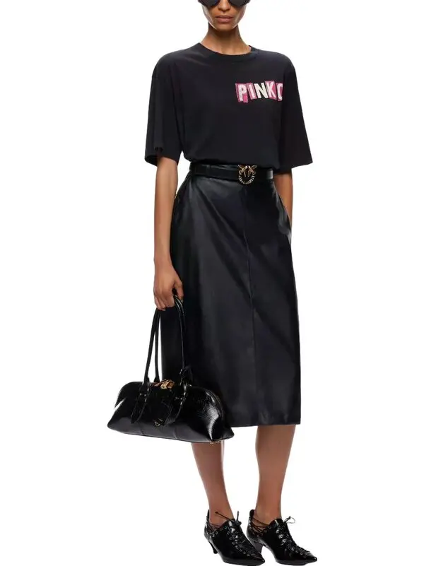 Pinko Logo And Graphic Print T-shirt - Black
