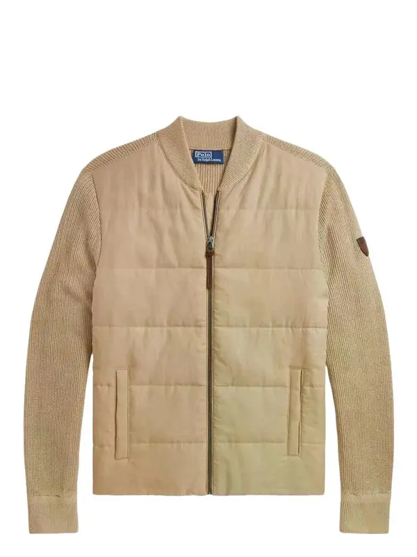 Polo Ralph Lauren Quilted Panel Ribbed Cardigan - Neutrals