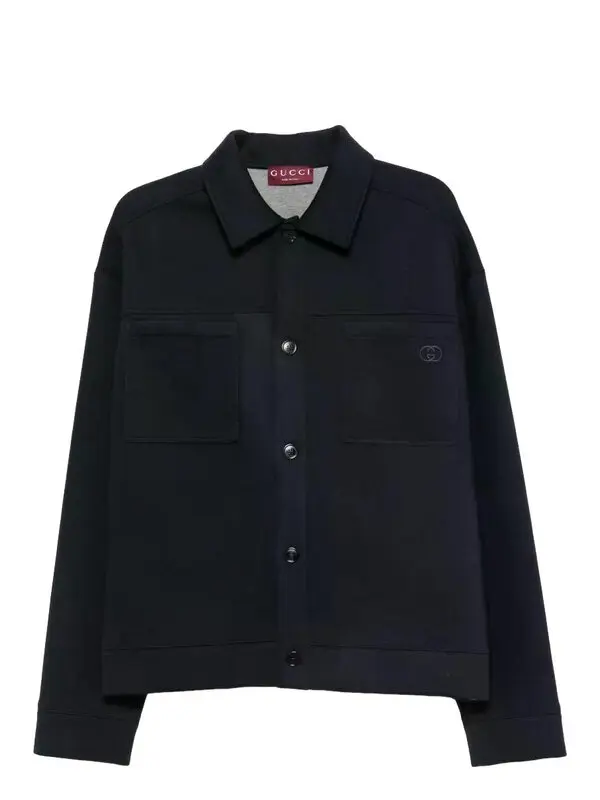 Gucci Logo-embroidered Button-up Jacket - Blue
